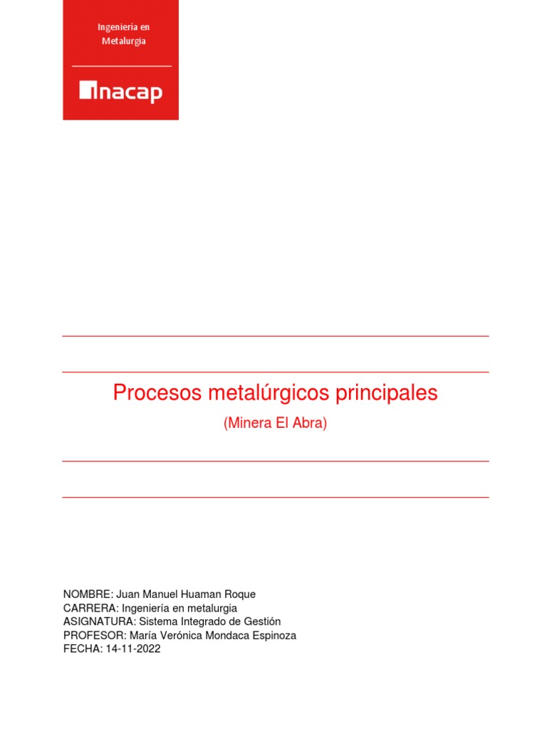 Procesos metalurgicos principales | PDF | Cobre | Calidad (comercial)