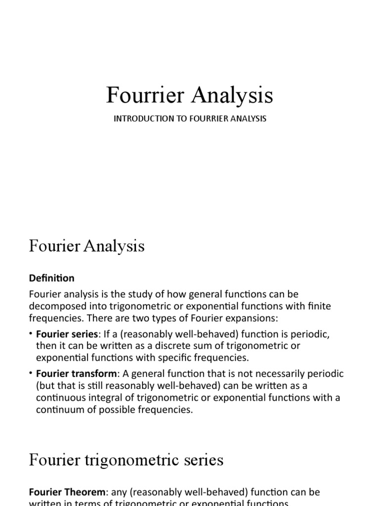 Introduction To Fourrier Analysis Pdf Fourier Series Fourier Transform