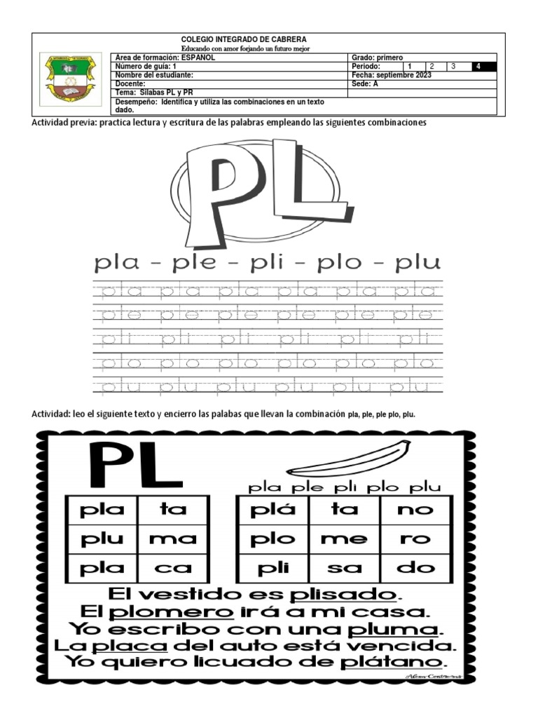 Guía N°1 Combinaciones PL y PR | PDF | Estudios de idiomas extranjeros