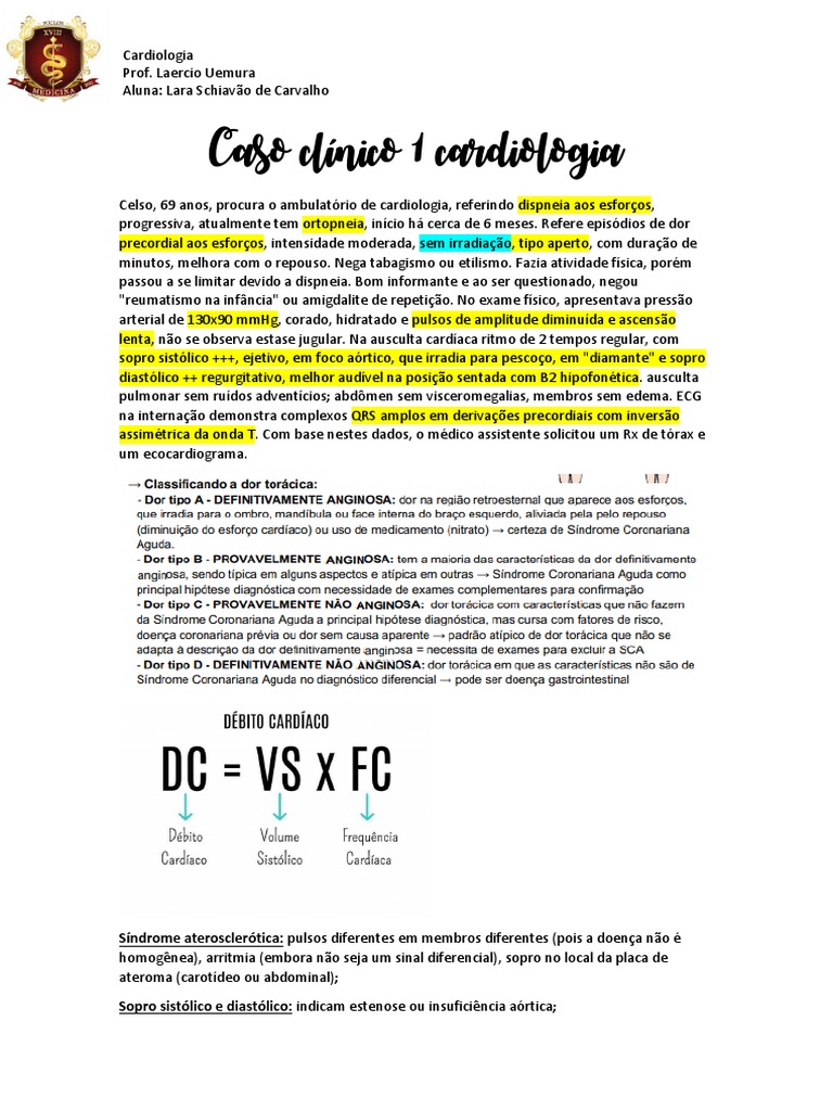Estenose Aórtica e Sopro de Gallavardin | PDF | Coração | Ventrículo ...