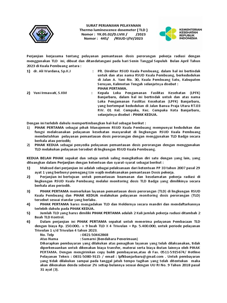 MOU-Thermo-Luminescence-Dosemeter-TLD - Tahun 2023 | PDF