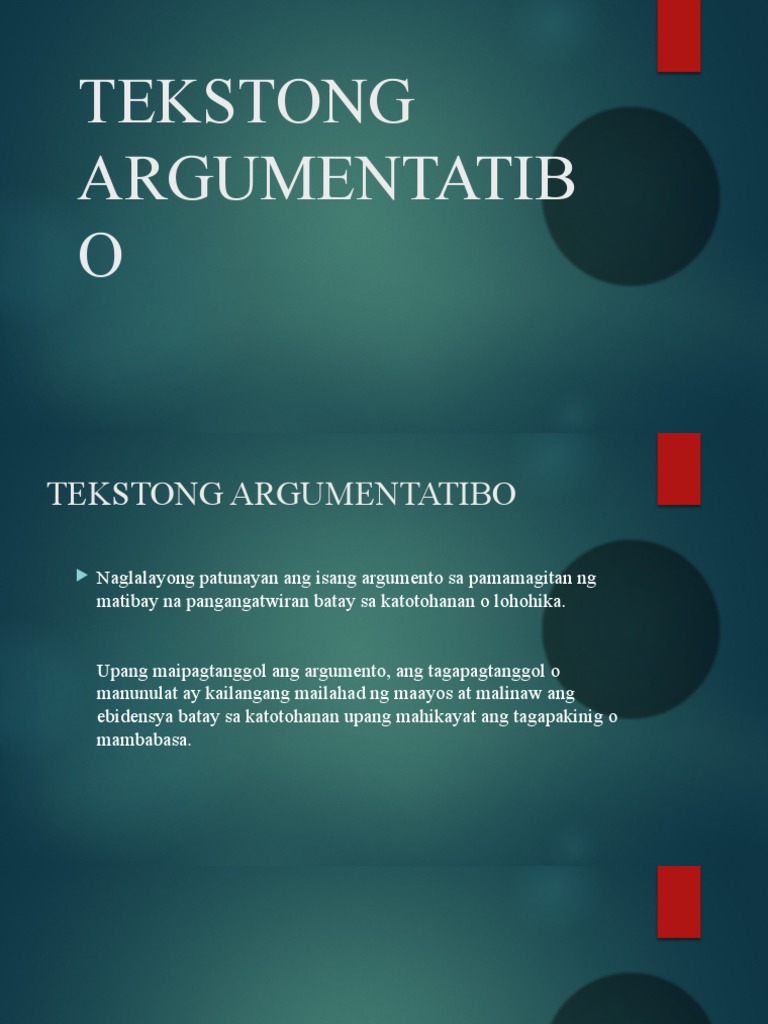 Tekstong Argumentatibo 4 | PDF