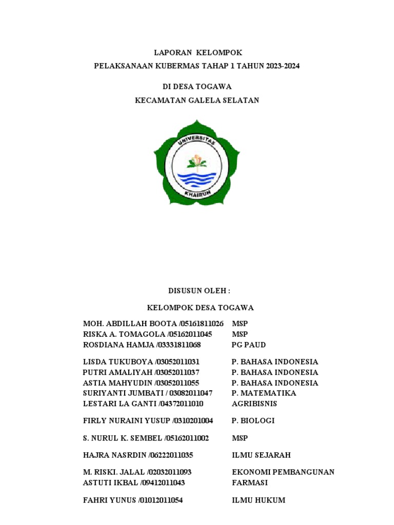 Salin1-Laporan Kelompok Kubermas Togawa | PDF | Karier & Perkembangan | Ilmu Sosial