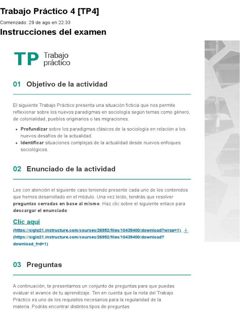 Examen_ Trabajo Práctico 4 [TP4]SOCILOGÍA GENERAL95% | PDF | Sociología | Mundo occidental