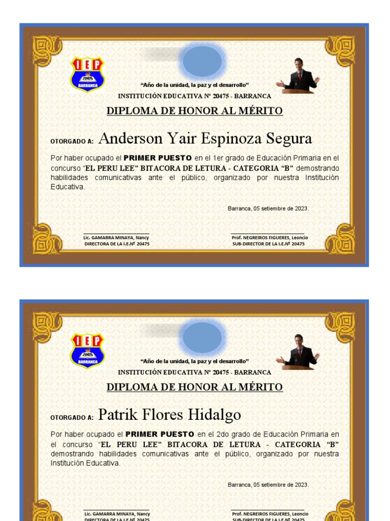 Diploma 1er Puesto | PDF | Educación primaria | Etapas educativas