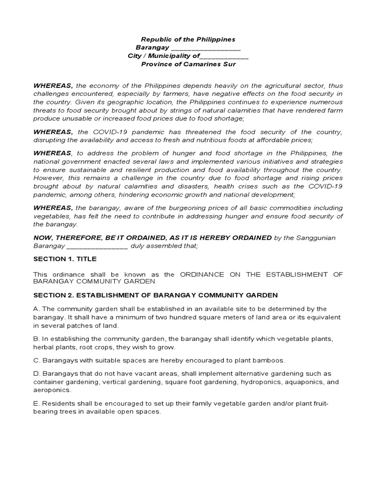 Hapag Ordinance | PDF | Hydroponics | Food Security