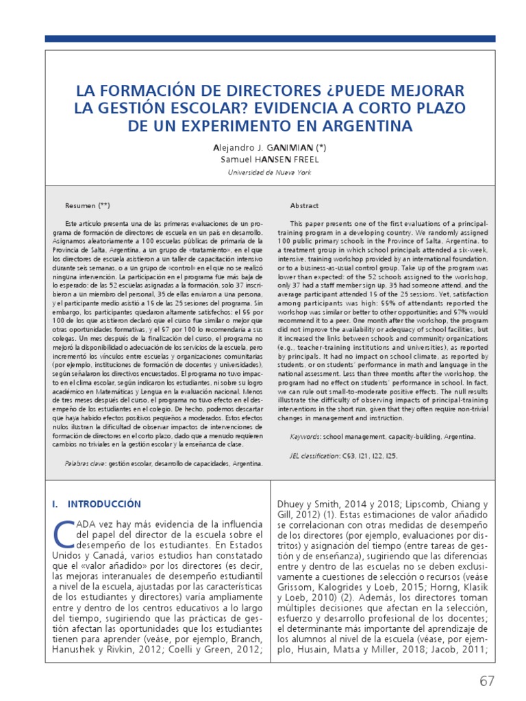 Alejandro J. Ganimian Samuel Hansen | PDF | Crecimiento personal y profesional