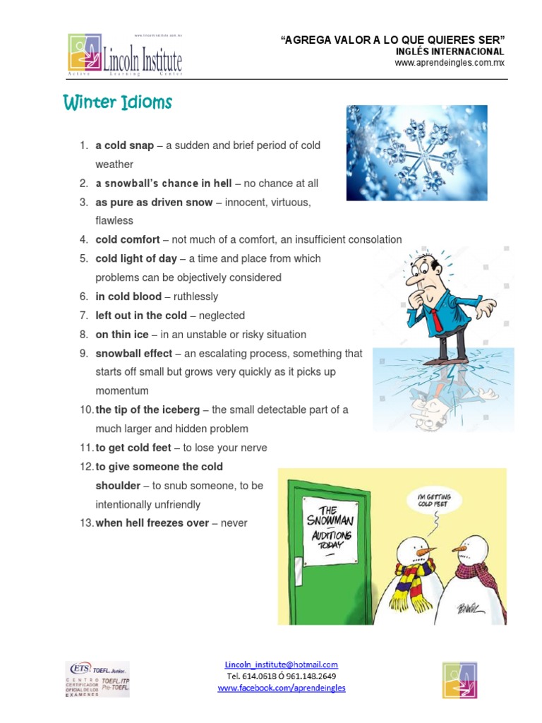 Winter Idioms and Their Meanings | PDF