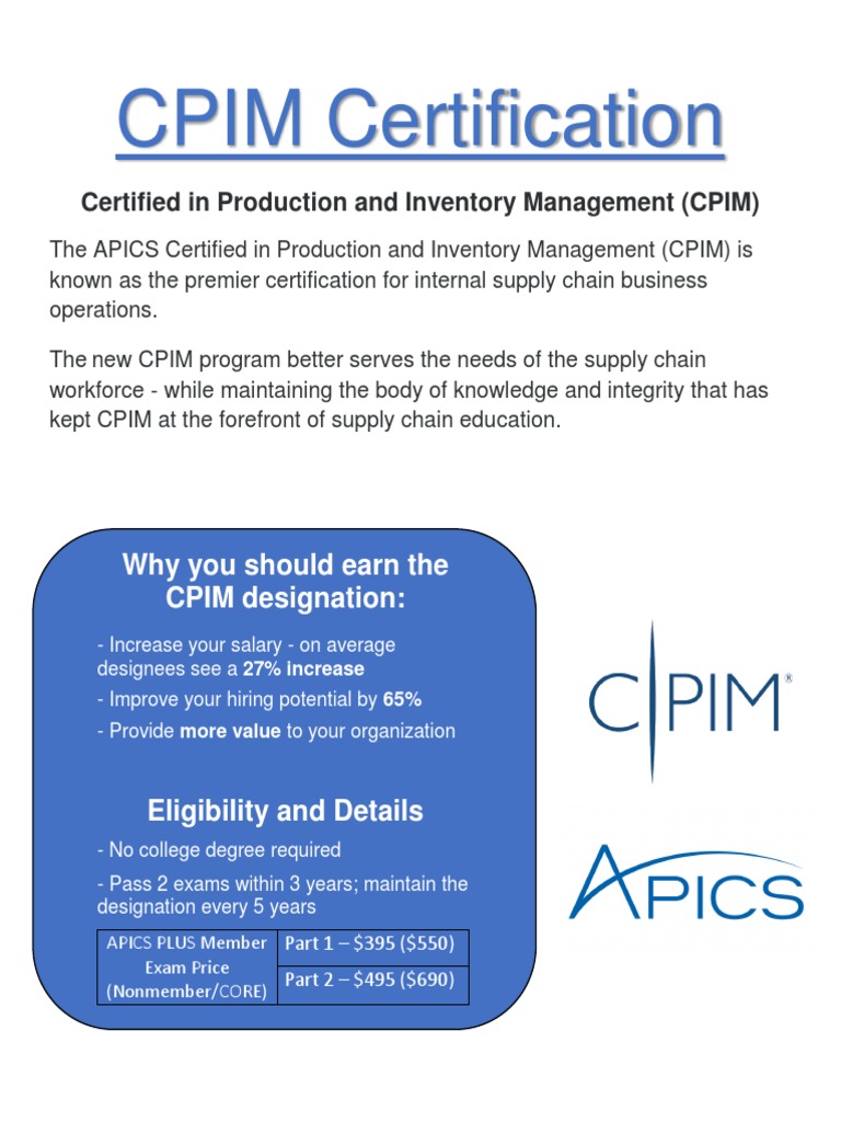 CPIM Certification: Boost Salary & Hiring Potential | PDF