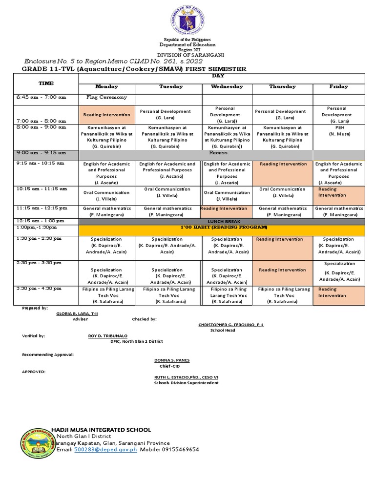 Grade 11 1ST Sem Sy 2023 2024 | PDF