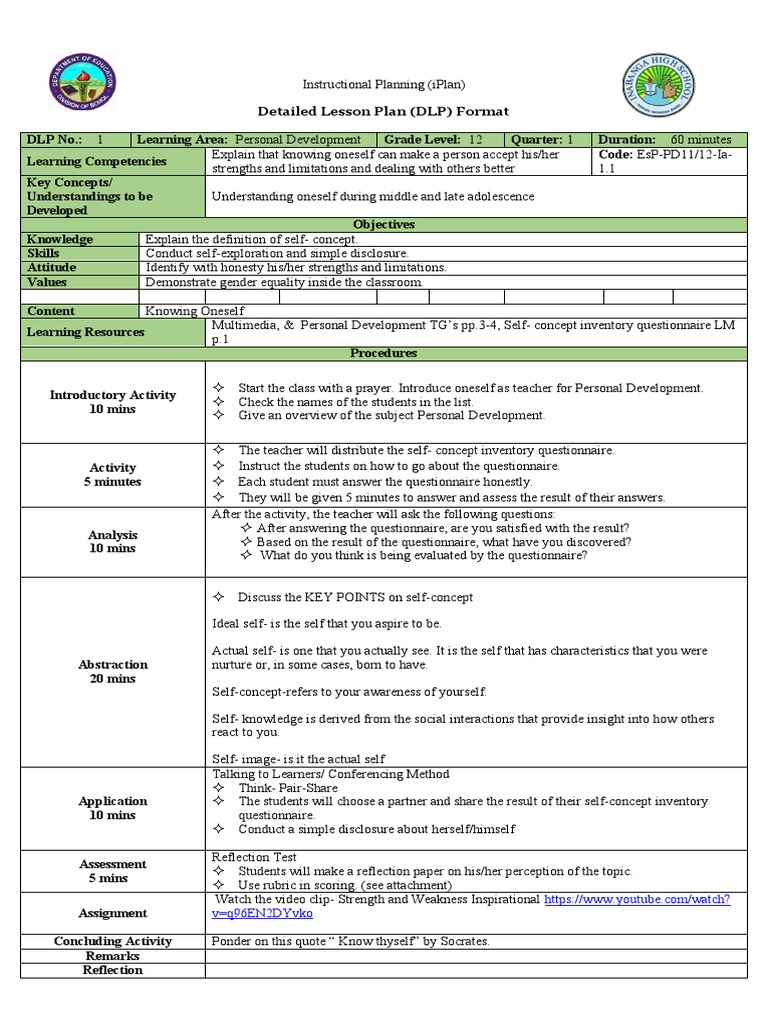 Per Dev Dlp-1-2 - 3 Self | PDF | Self Concept | Learning