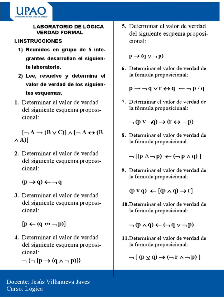 7 Laboratorio | PDF | Proposición | Expresiones lógicas
