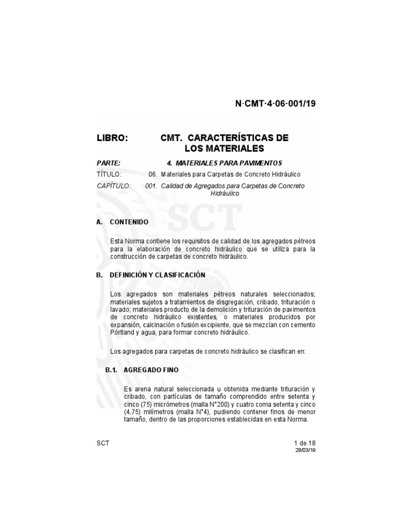 N-CMT-4-06-001-19 Ver1 | PDF | Hormigón | Cemento