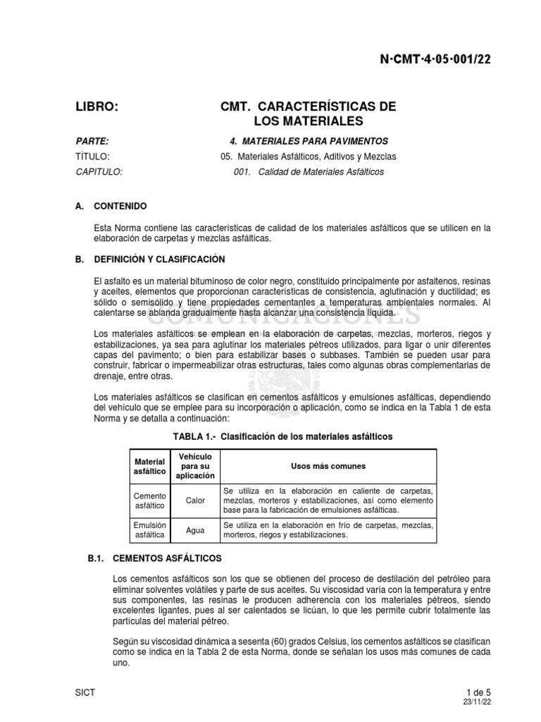 N CMT 4 05 001 22 | PDF | Mortero (Albañilería) | Materiales
