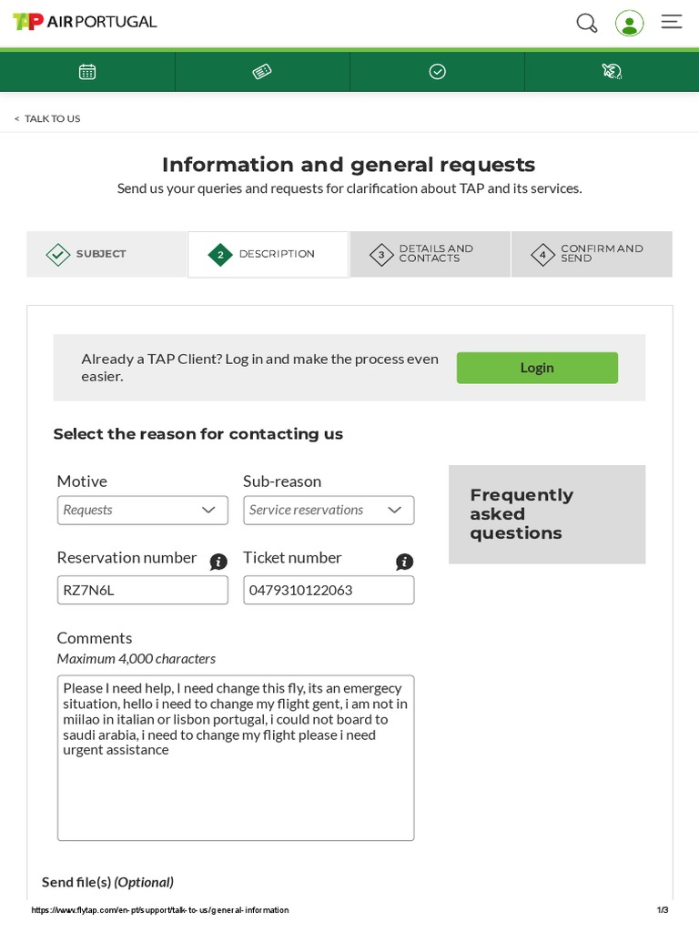 Information and General Requests - How Can We Help - TAP Air Portugal | PDF