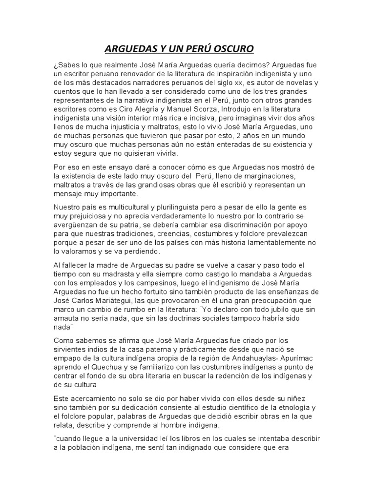 Arguedas y la oscuridad del Perú | PDF
