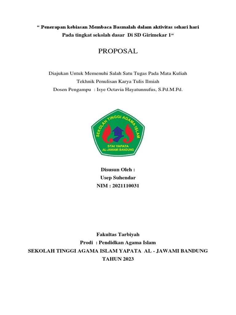 PROPOSAL Judul Skripsi Usep | PDF