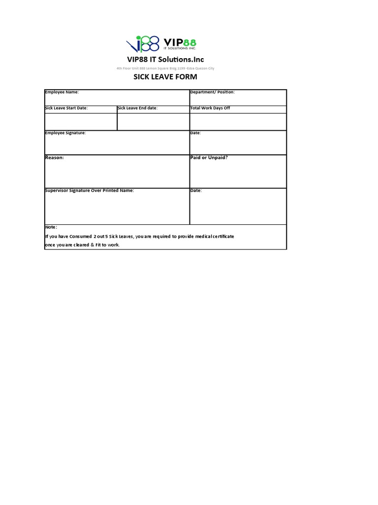 Sick Leave Form | PDF