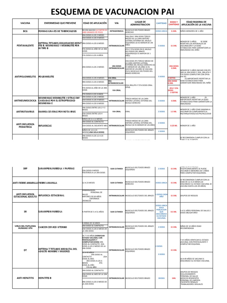 Esquema de Vacunacion Pai | PDF | Vacunas | Sarampión