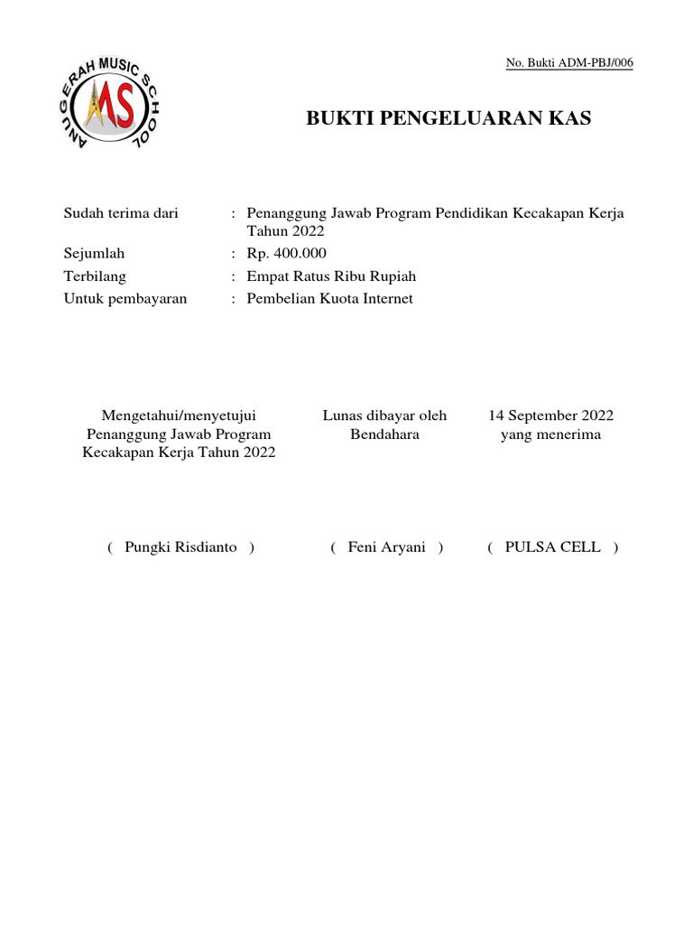 Kwitansi Kuota Internet | PDF