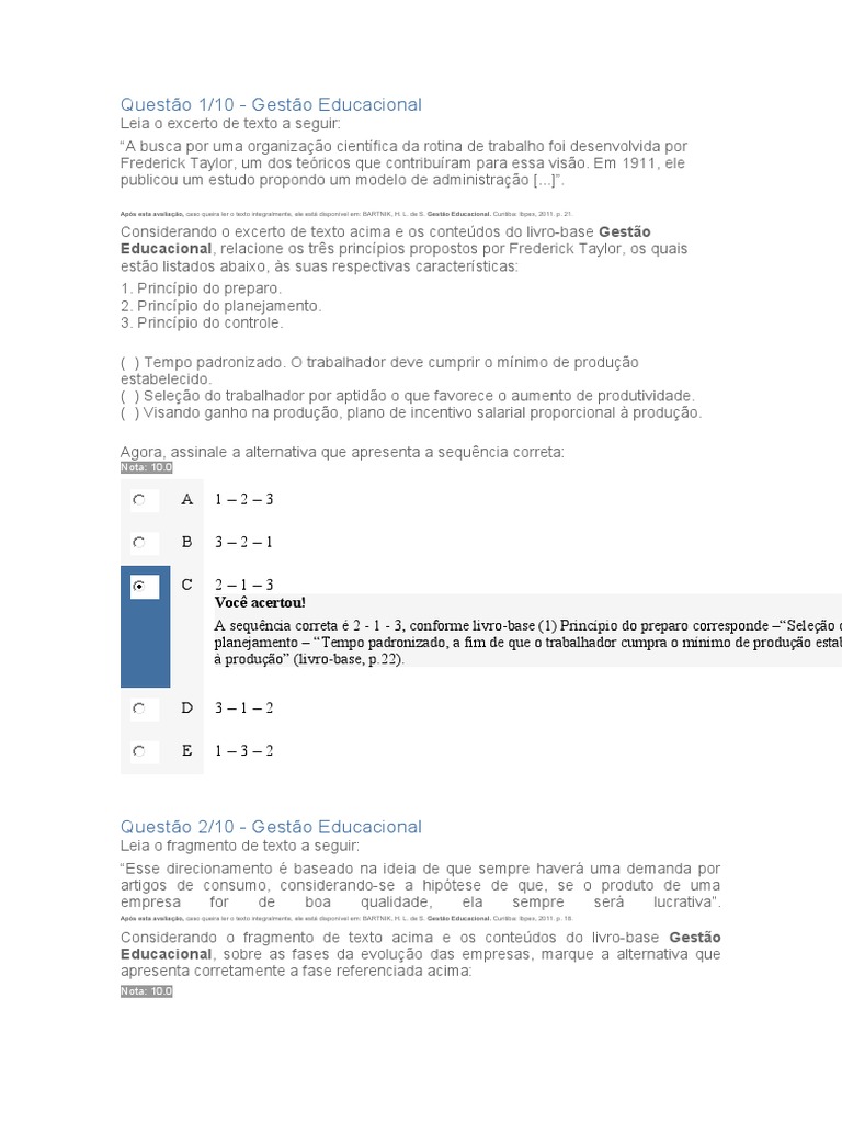 Apol 1 e 2 Gestão Educacional | PDF | Economia | Pedagogia