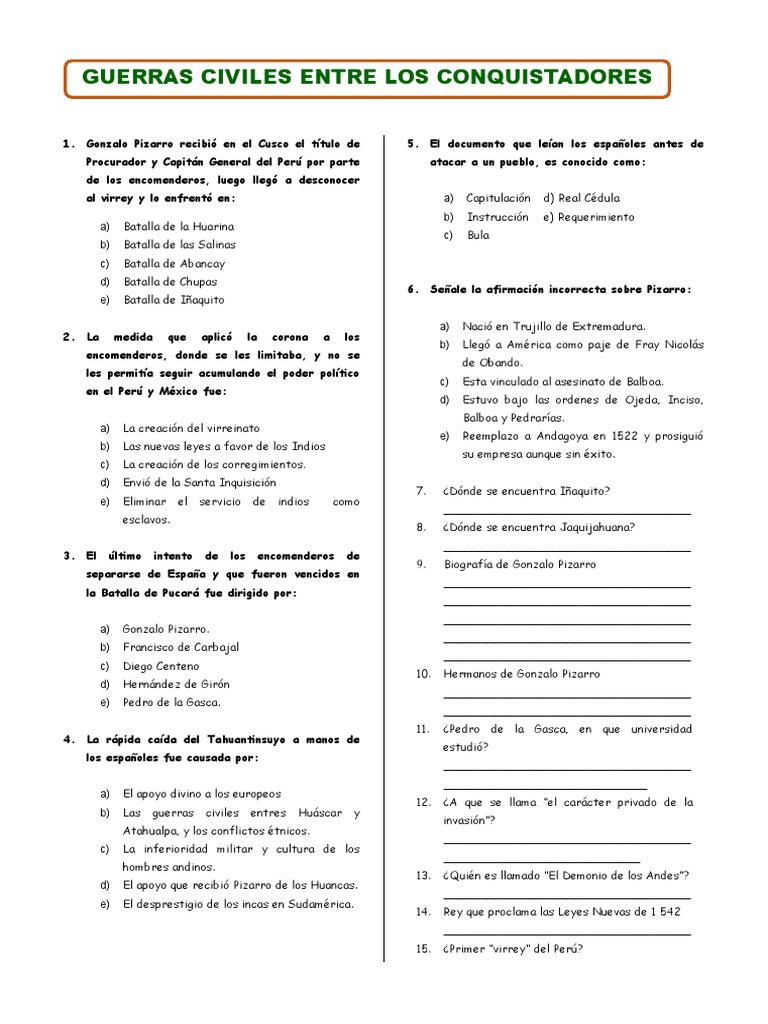 Guerras-Civiles entre conquistadores españoles Segundo-Grado-de ...