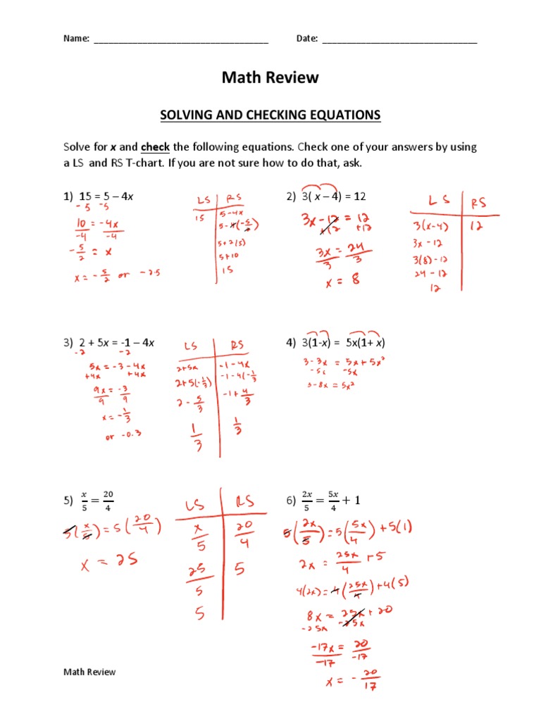 Solving and Checking Equations Guide | PDF