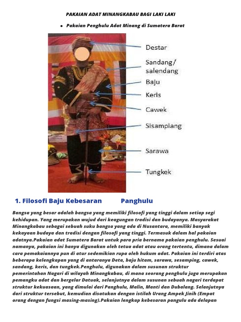 Filosofi Baju Kebesaran Panghulu: Pakaian Penghulu Adat Minang Di ...