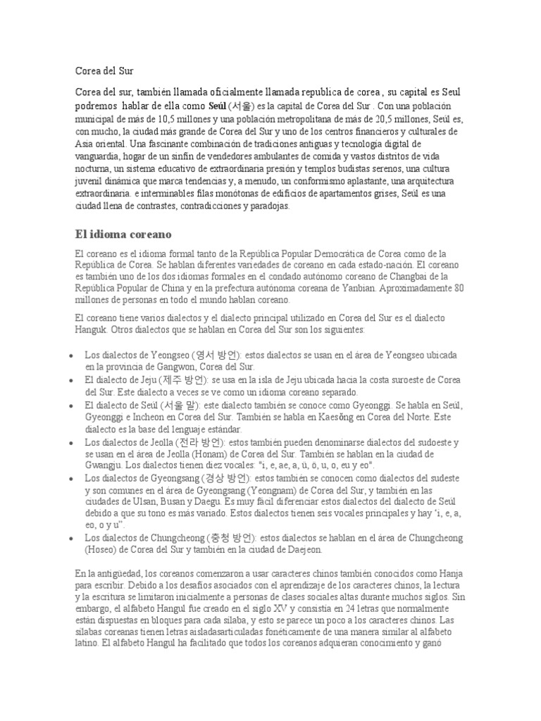 Corea Del Sur Pdf Lingüística