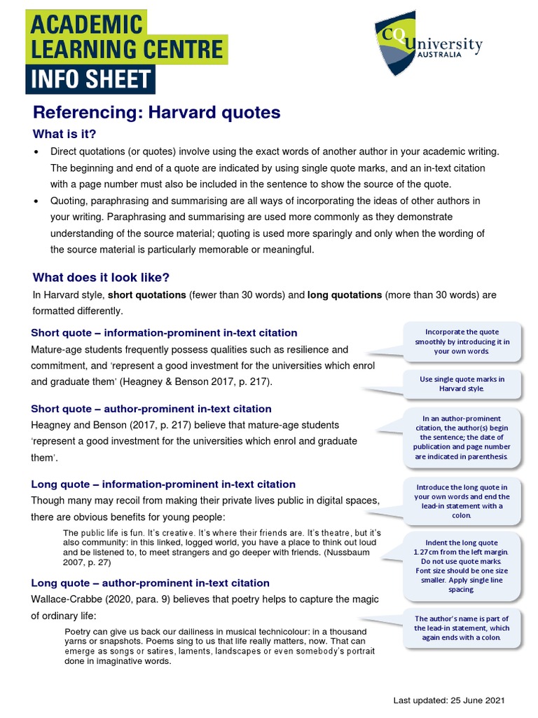 Harvard Quoting Guide for Students | PDF | Language Arts & Discipline
