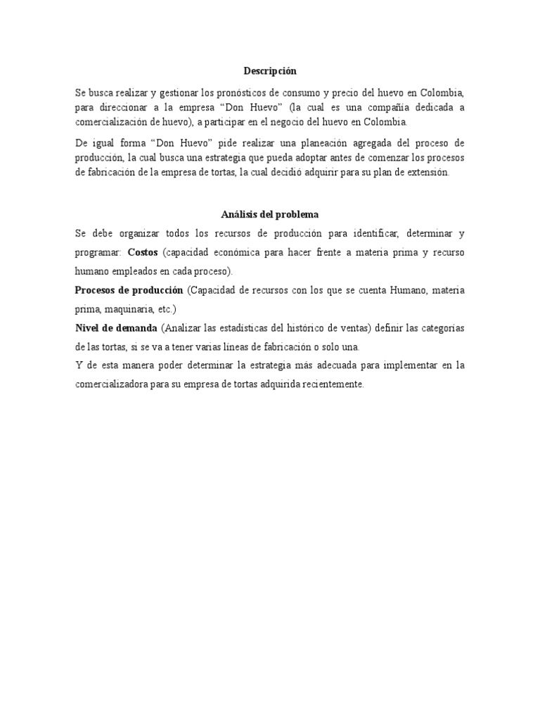 Descripción y Analisis Del Problema | PDF | Negocios