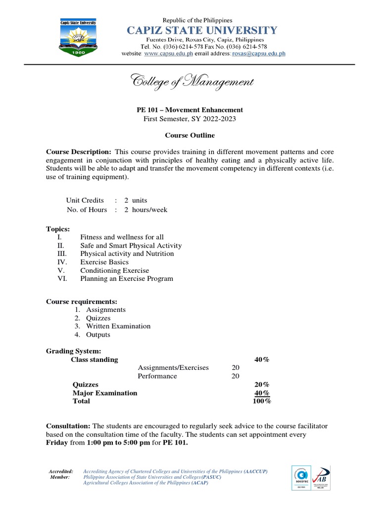 Co Pe 101 2022 2023 | PDF | Physical Education