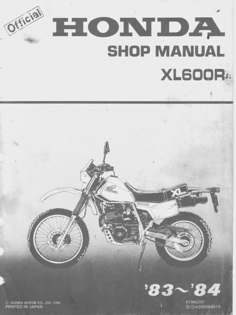 Workshopmanual - xl600r - 1983 1984 14082018 1453 | PDF