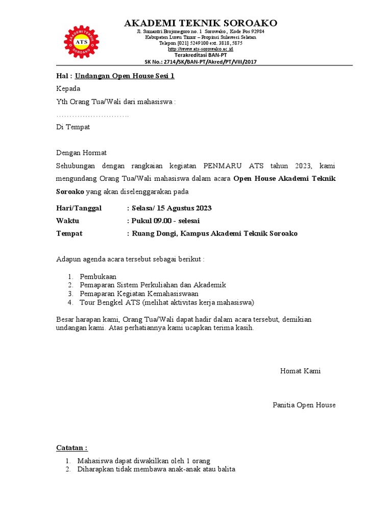 Undangan Open House 2023 | PDF