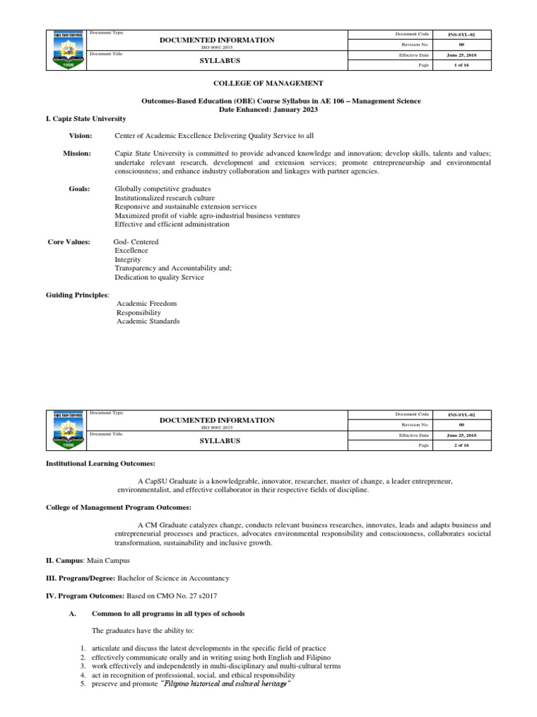 AE 106 Management Science | PDF