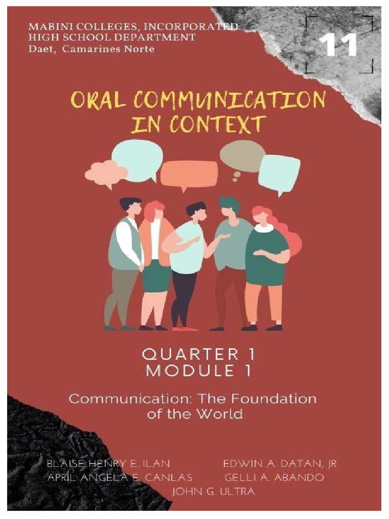 Oral Communication (Module 1 - Final) | PDF | Communication | Nonverbal Communication