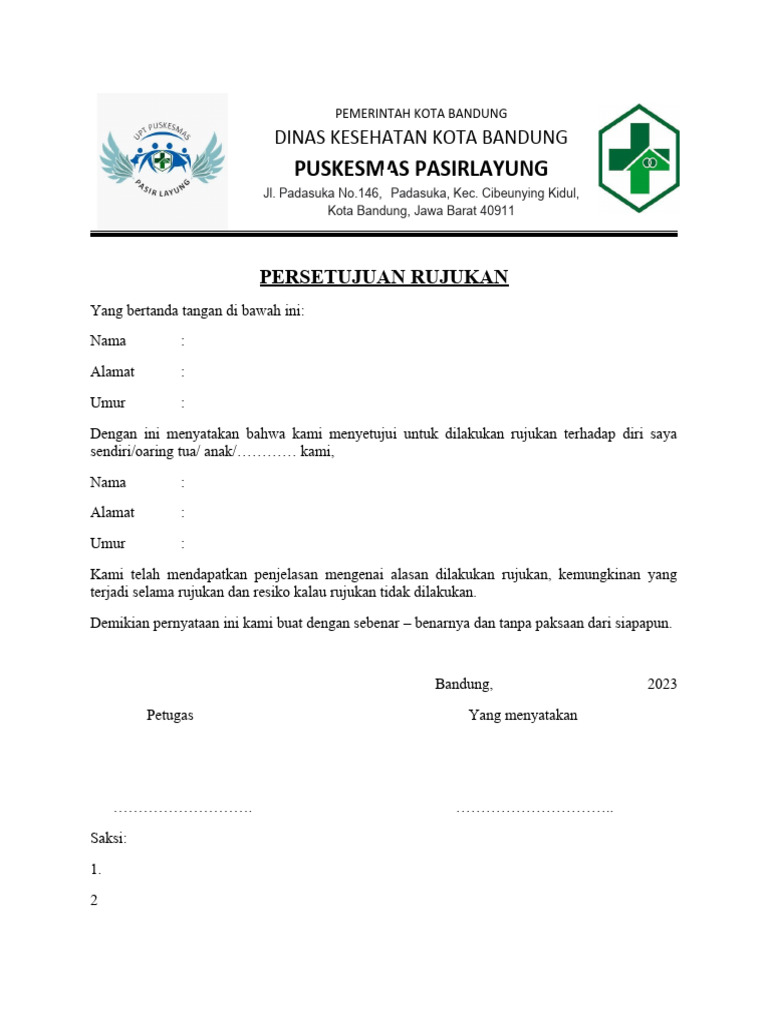 Form Persetujuan-Rujukan | PDF