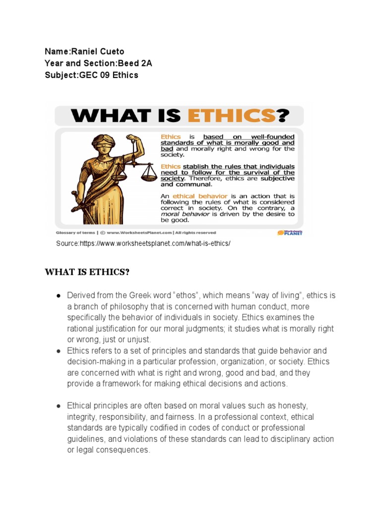 Raniel Cueto-Ethics (Gec09) Prelim-1 | PDF | Morality | Philosophical Theories