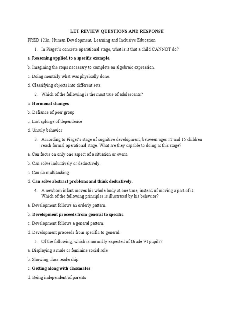LET Review: Cognitive Development Insights | PDF | Developmental ...