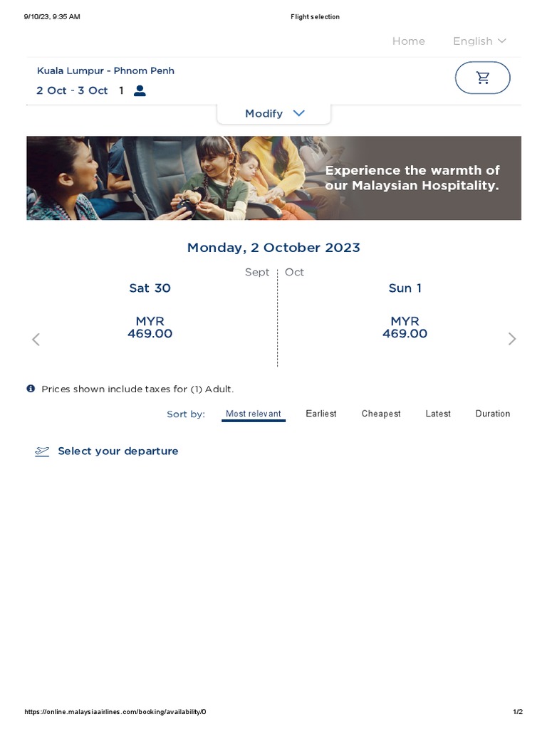 Flight selection-KL-cambodia 2 October | PDF | Transport | Aviation