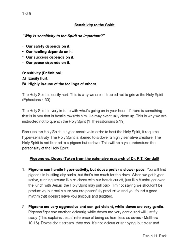 Why Is Sensitivity To The Spirit So Important? | PDF | Jesus | Columbidae