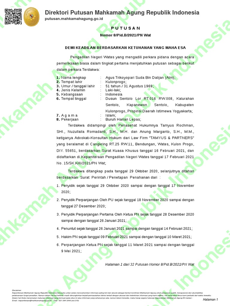 Putusan 8 Pid.b 2021 PN Wat 20230617134343 | PDF