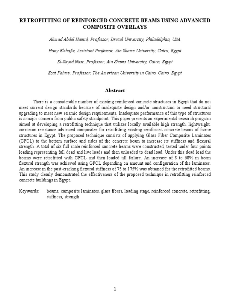 Retrofitting Concrete Beams with GFCL | PDF | Fracture | Deformation ...