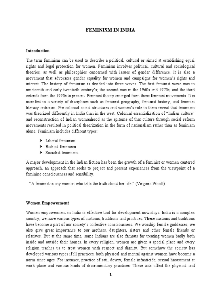 Feminism in India English Project | PDF