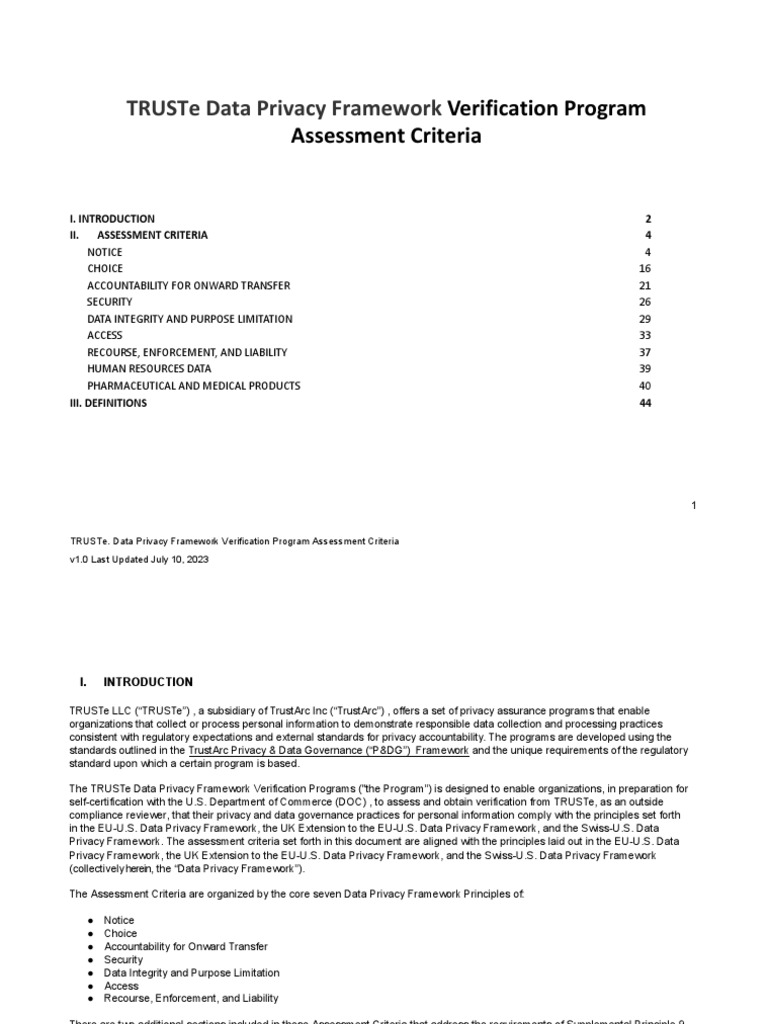 DPF Assessment Criteria 07072023 | PDF