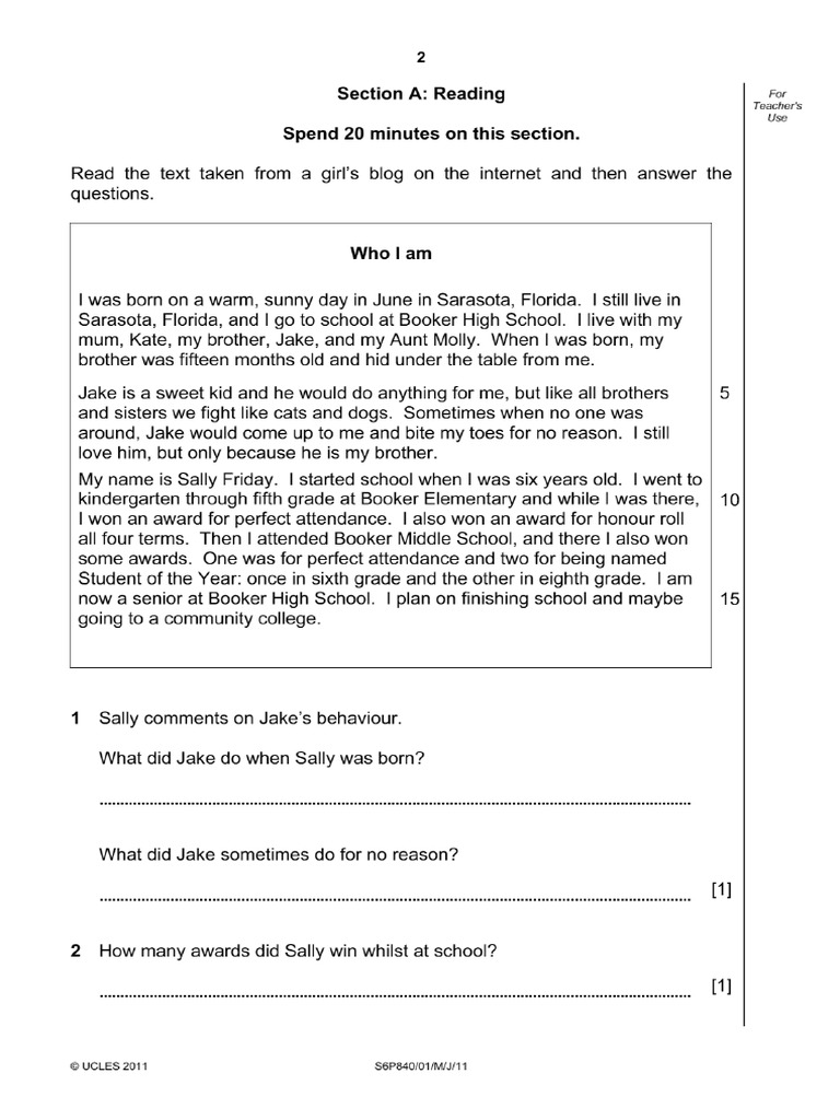 Comprehension - Class 5 | PDF