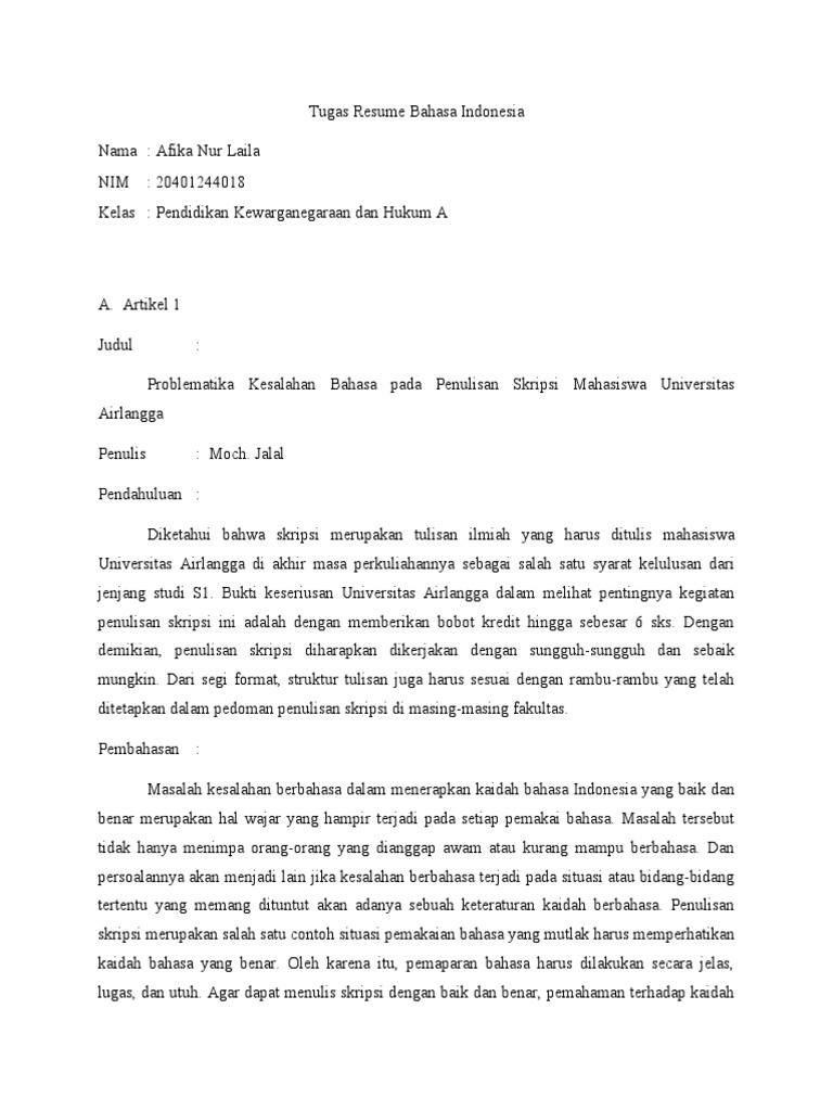 Afika Nur Laila - 20401244018 - Tugas Resume | PDF