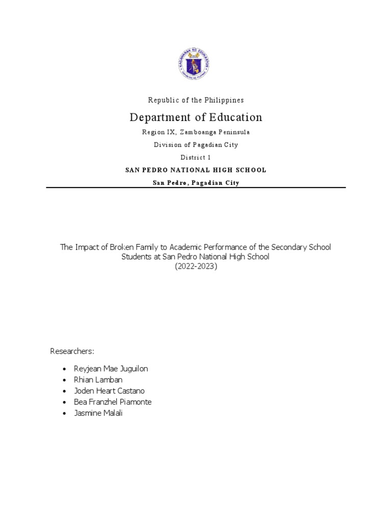 The Impact of A Broken Family To The Students | PDF | Family | Psychology The Impact of A Broken Family To The Students | PDF | Family | Psychology