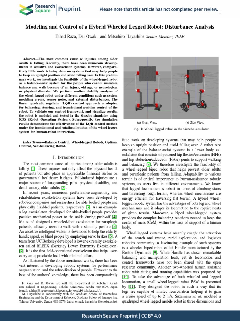 Modeling and Control of A Hybrid Wheeled Legged | PDF | Kinematics ...