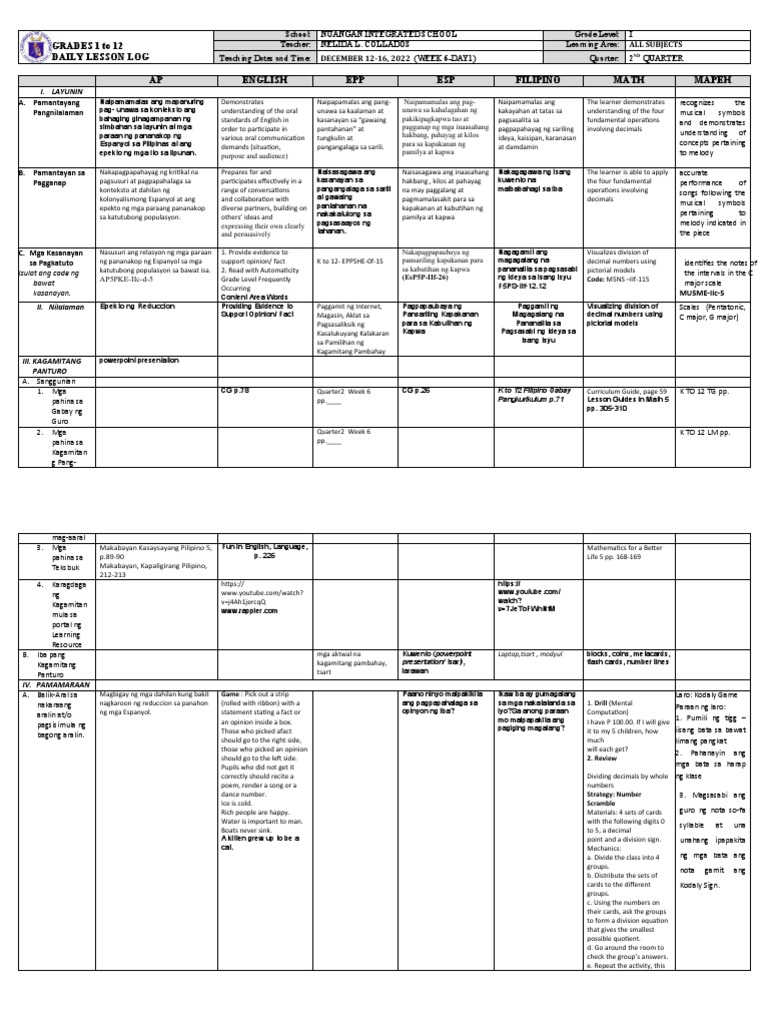Day 1 2ND Quarter Week 6 | PDF